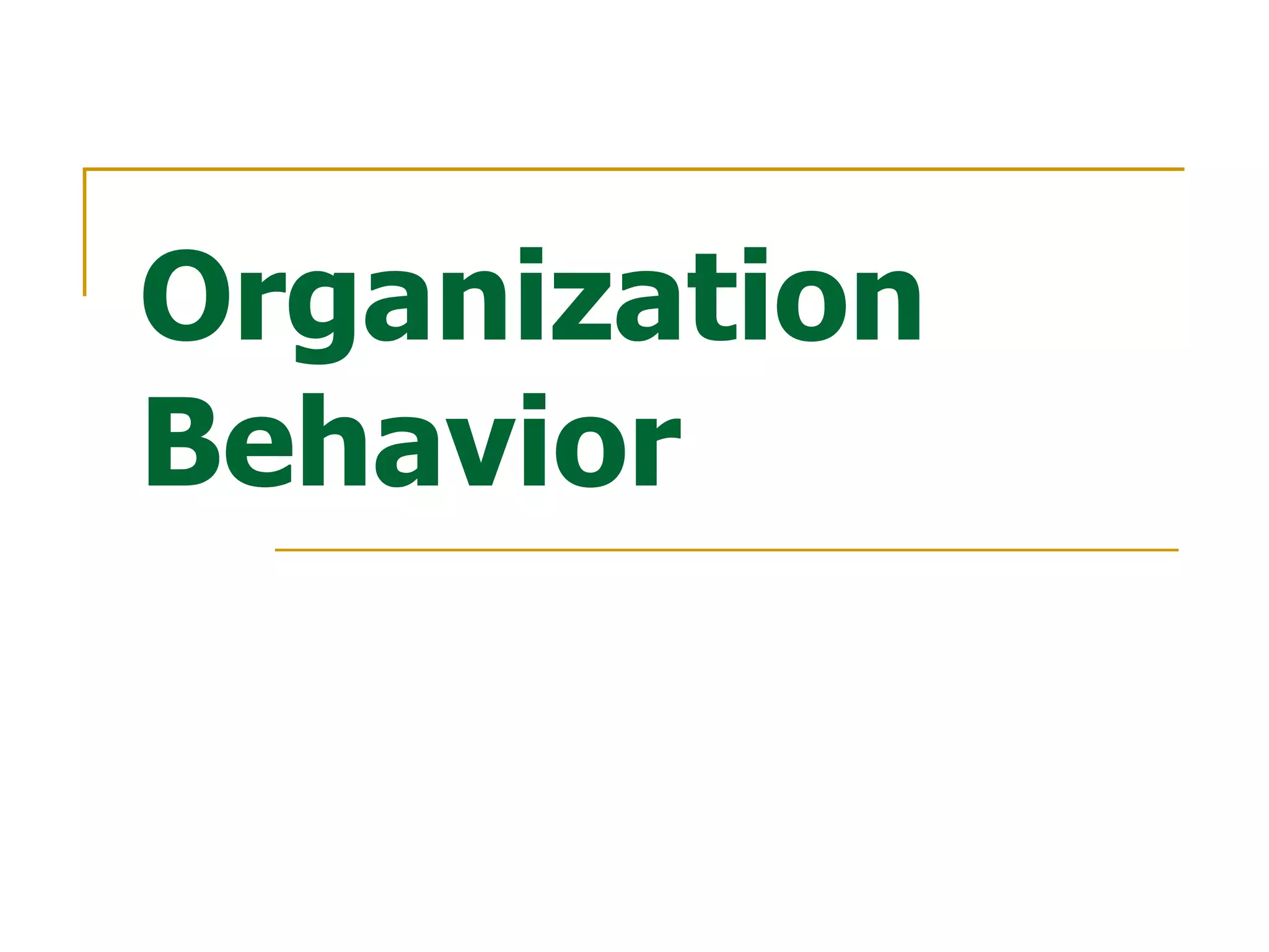 Organization Behavior | PPT
