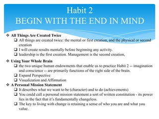The 7 habits of highly effective people - Organization behaviour (ob) | PPT