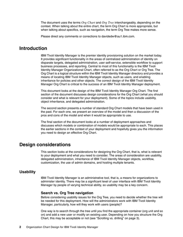 Organization chart design for ibm tivoli identity manager redp3920 ...