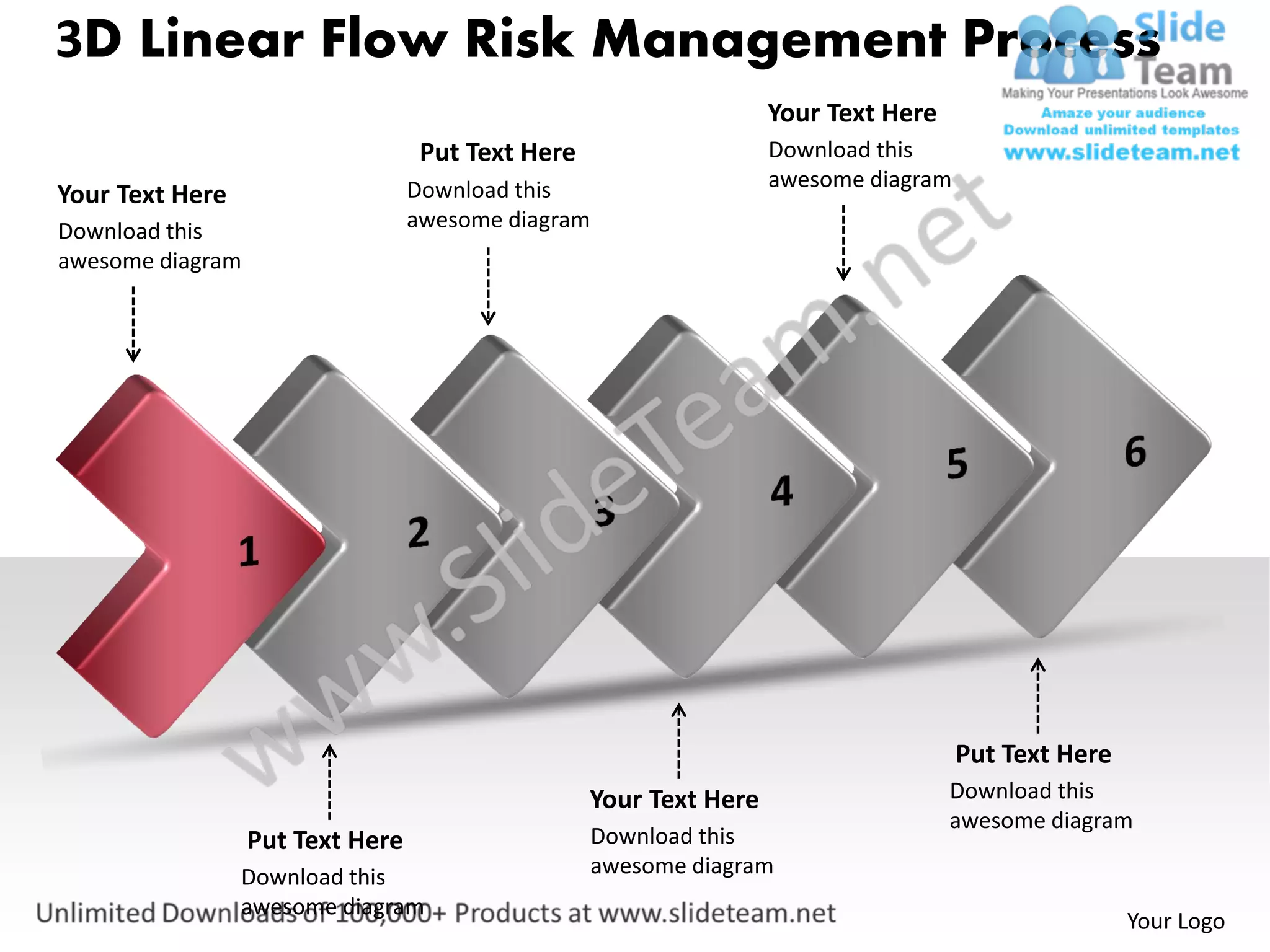 Organization chart template 3d linear flow risk management process 6 ...