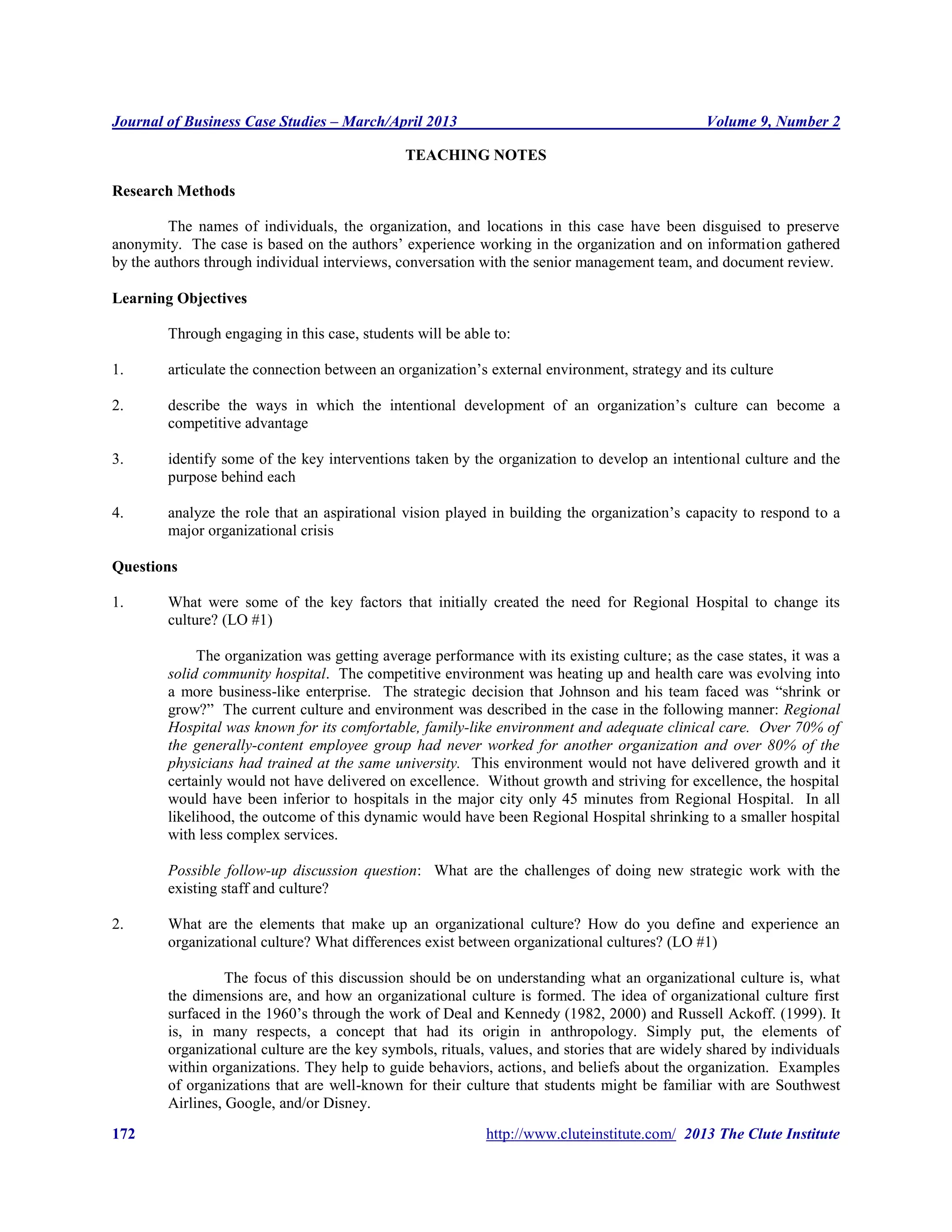 When Culture Saved the Day: Organization Culture and Crisis Management ...