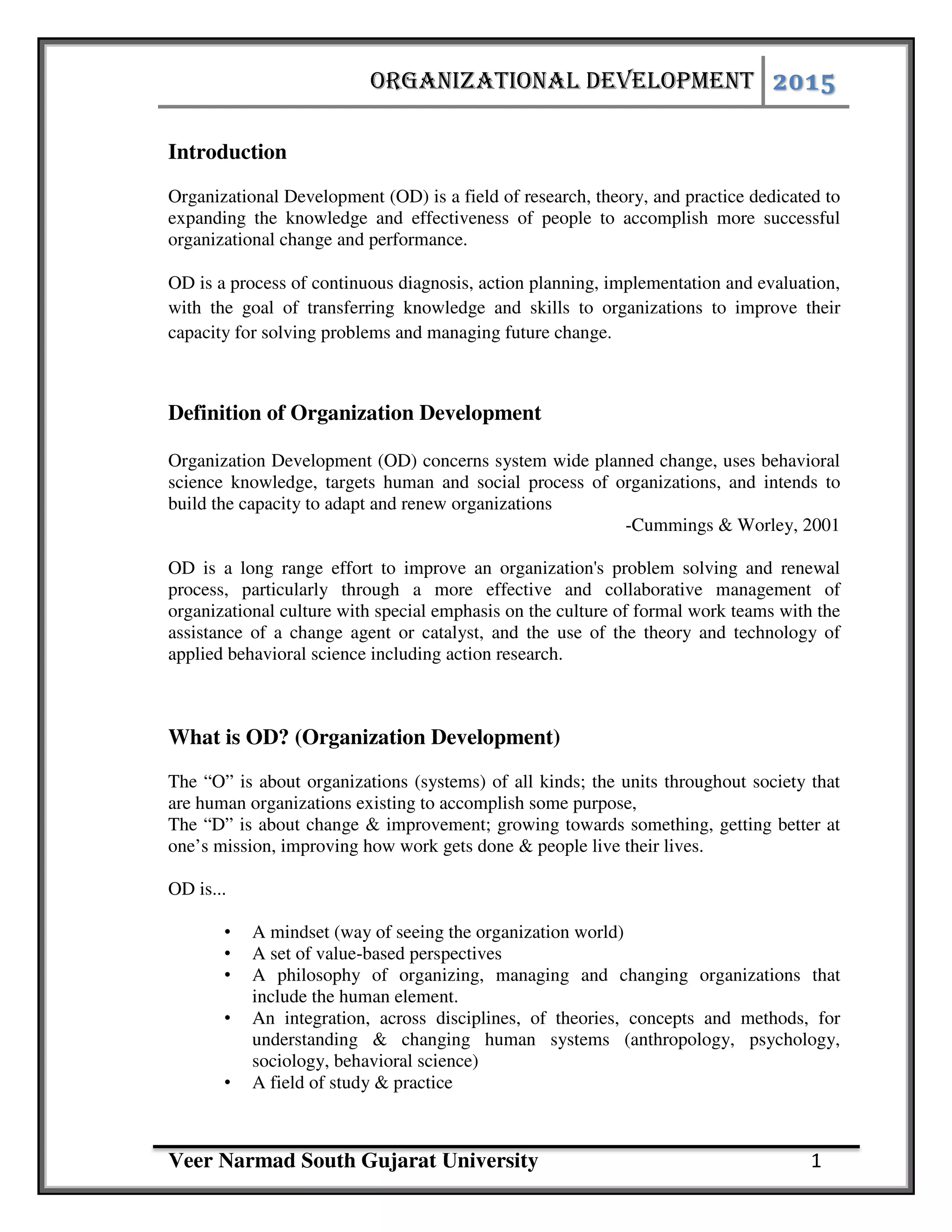 What is Organizational development..? What is OD Process..? Characteristic of Organizational ...