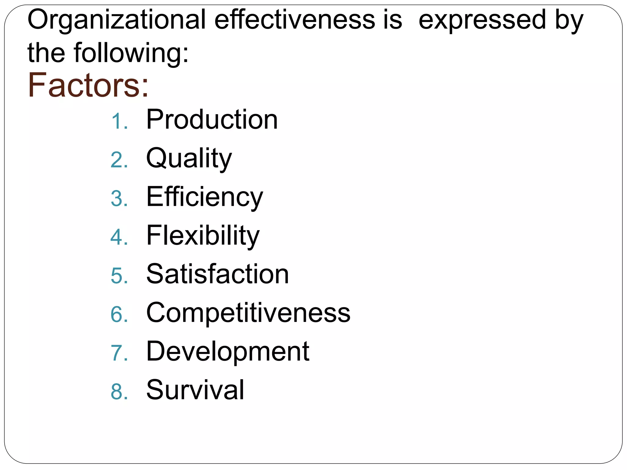 Organization effectiveness | PPTX | Business | Business and Finance