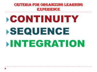 Organization & integration of experience and content | PPTX