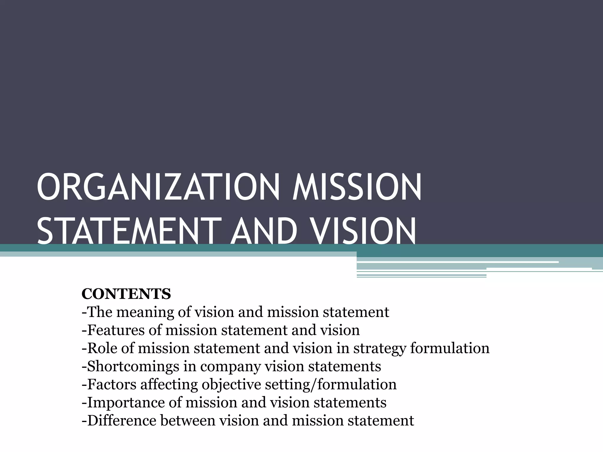 Organization mission statement and vision | PPTX | Business | Business ...