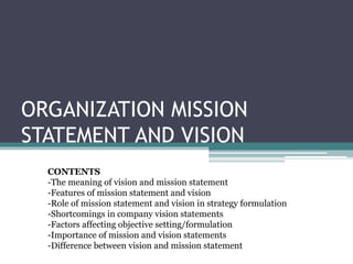 Organization mission statement and vision | PPTX | Business | Business ...
