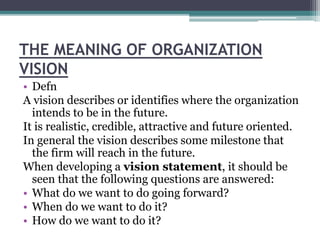 Organization mission statement and vision | PPT