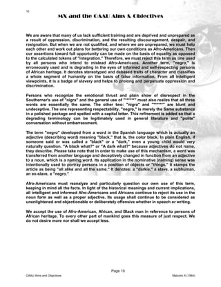 Organization of Afro-American Unity: MX and the OAAU Aims & Objectives ...