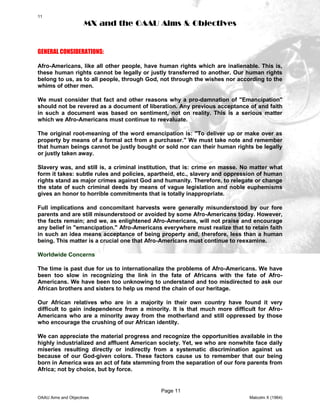 Organization of Afro-American Unity: MX and the OAAU Aims & Objectives ...