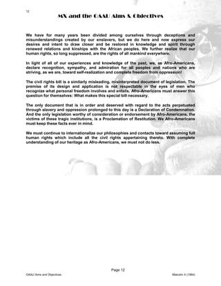 Organization of Afro-American Unity: MX and the OAAU Aims & Objectives ...