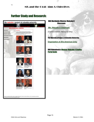 Organization of Afro-American Unity: MX and the OAAU Aims & Objectives ...
