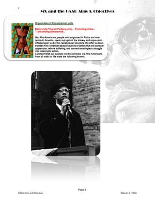 Organization of Afro-American Unity: MX and the OAAU Aims & Objectives ...