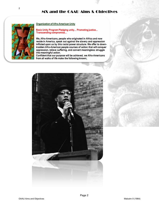 Organization of Afro-American Unity: MX and the OAAU Aims & Objectives ...
