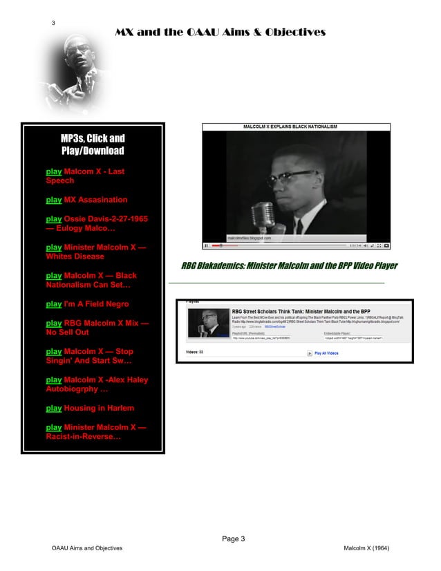 Organization of Afro-American Unity: MX and the OAAU Aims & Objectives ...