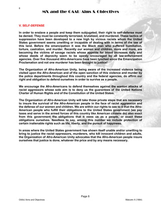 Organization of Afro-American Unity: MX and the OAAU Aims & Objectives ...