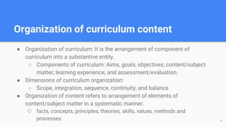 Organization of Content. Pedagogy of Social Science | PPTX