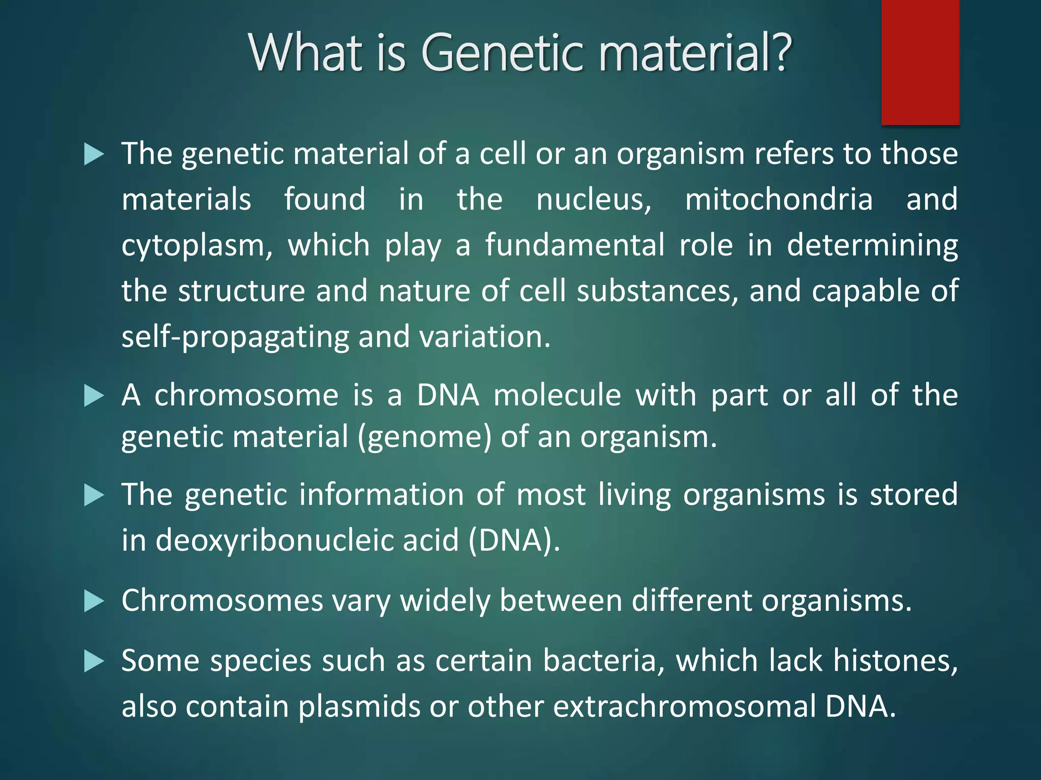 Organization of genetic material on chromosome | PPTX