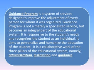 Organization of guidance programme in educational intuitions | PPTX