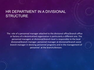 Organization of hr department | PPTX