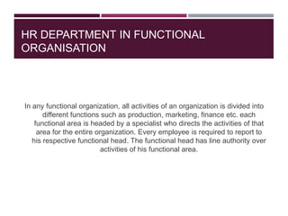 Organization of hr department | PPTX