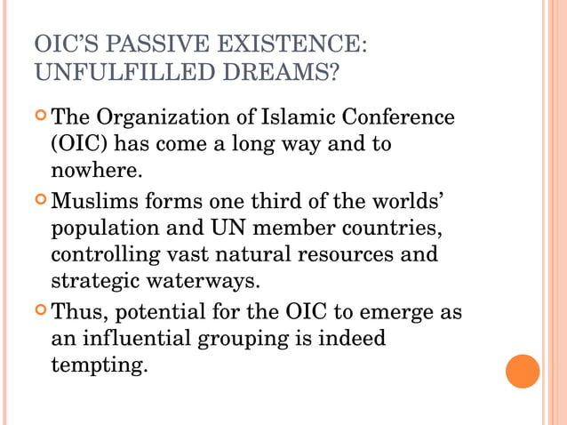 Organization of islamic conference (oic) | PPT