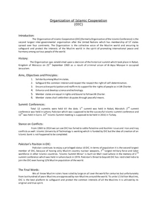 Organization of Islamic Cooperation. | PDF
