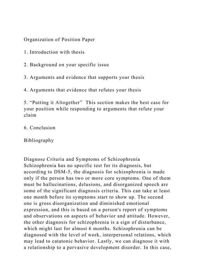 Organization of Position Paper 1. Introduction with thesis .docx