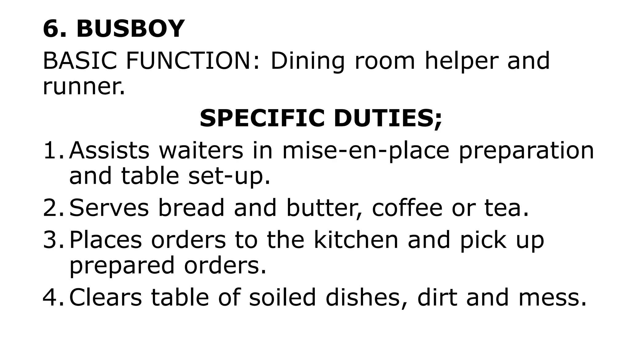 Organization of the food and beverage department 9 | PPTX