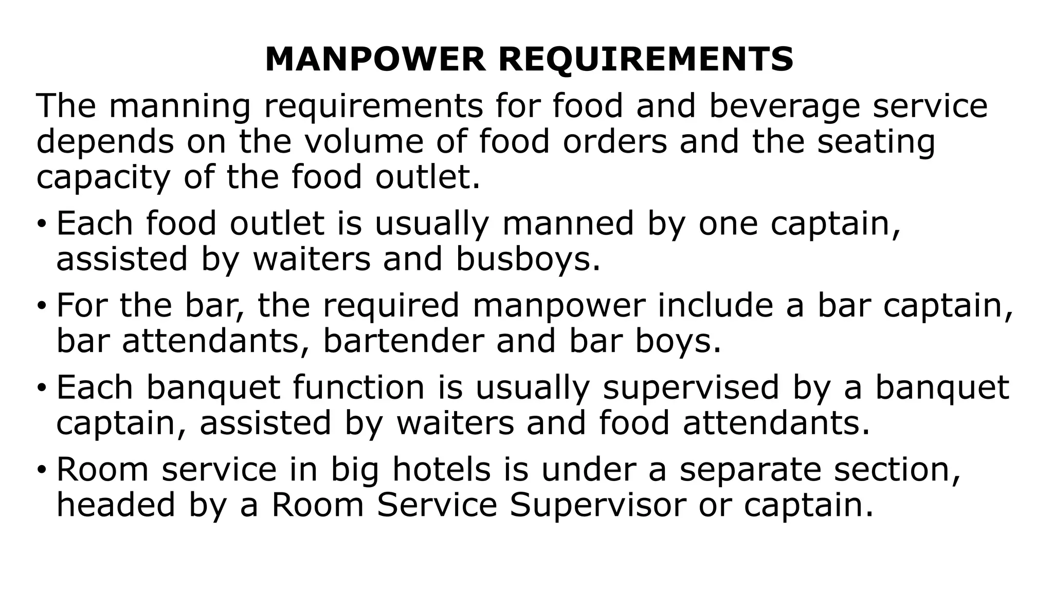 Organization of the food and beverage department 9 | PPTX