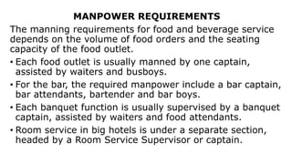Organization of the food and beverage department 9 | PPTX