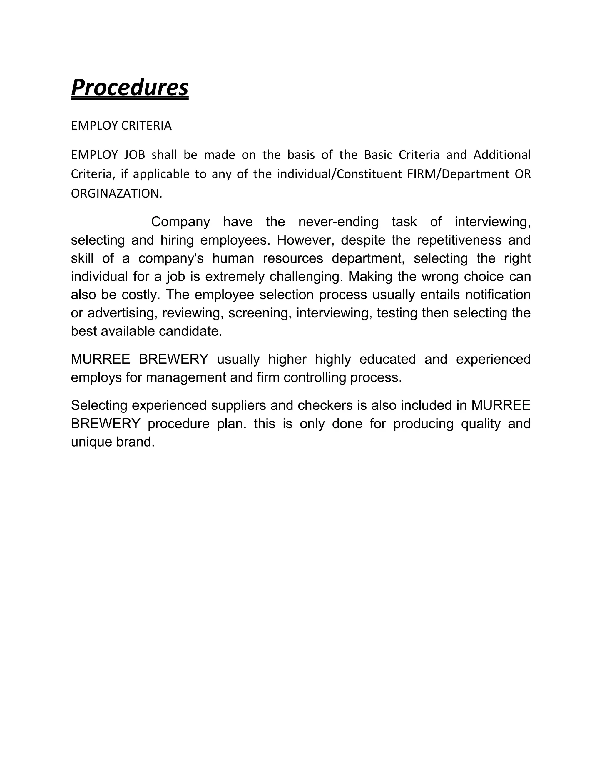 Organization plan of murree brewery | DOCX