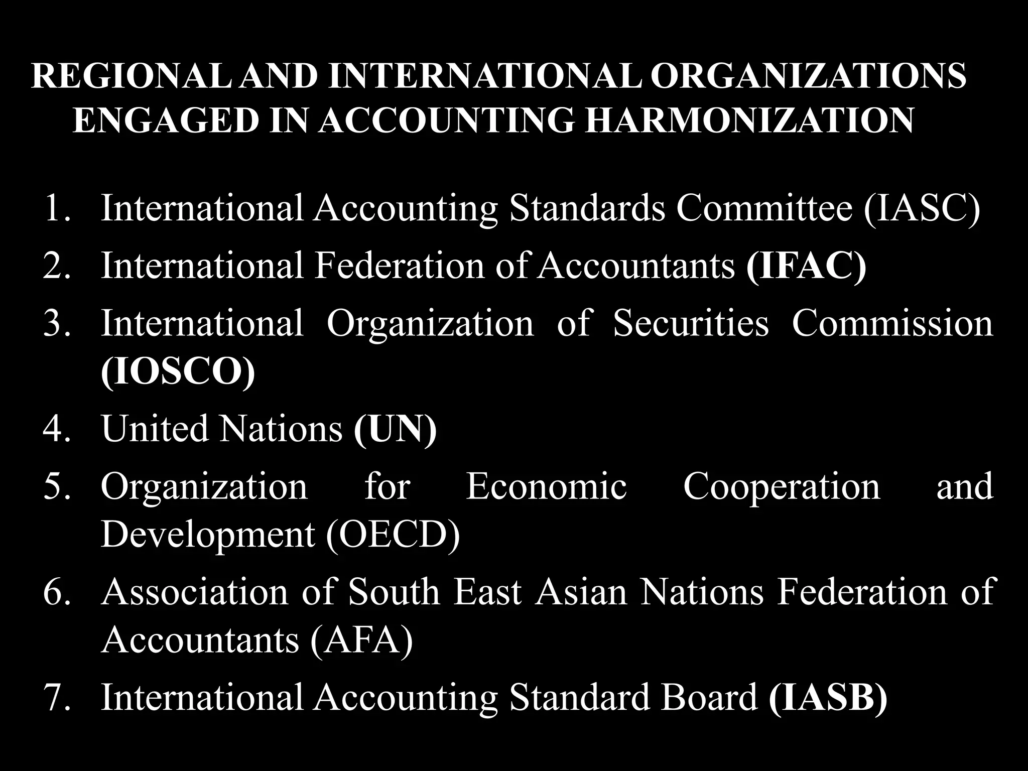 Regional and International Organizations Engaged in Accounting ...