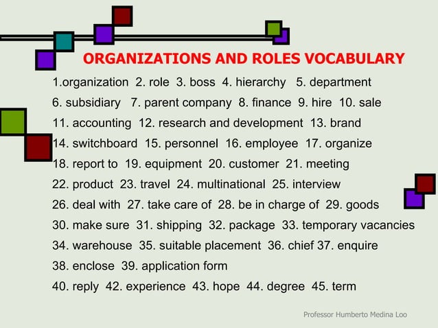 Organizations And Roles Vocabulary | PPT
