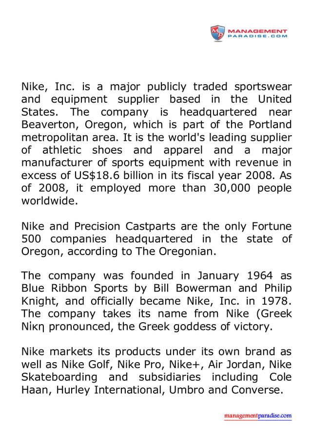 Organization strategy of distribution nike | PDF