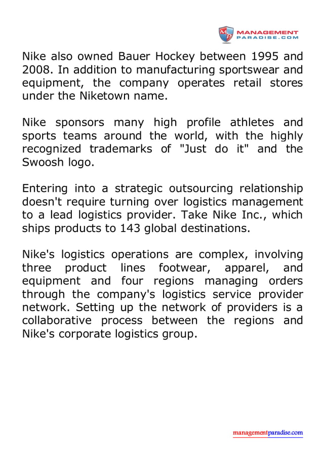 Organization strategy of distribution nike | PDF