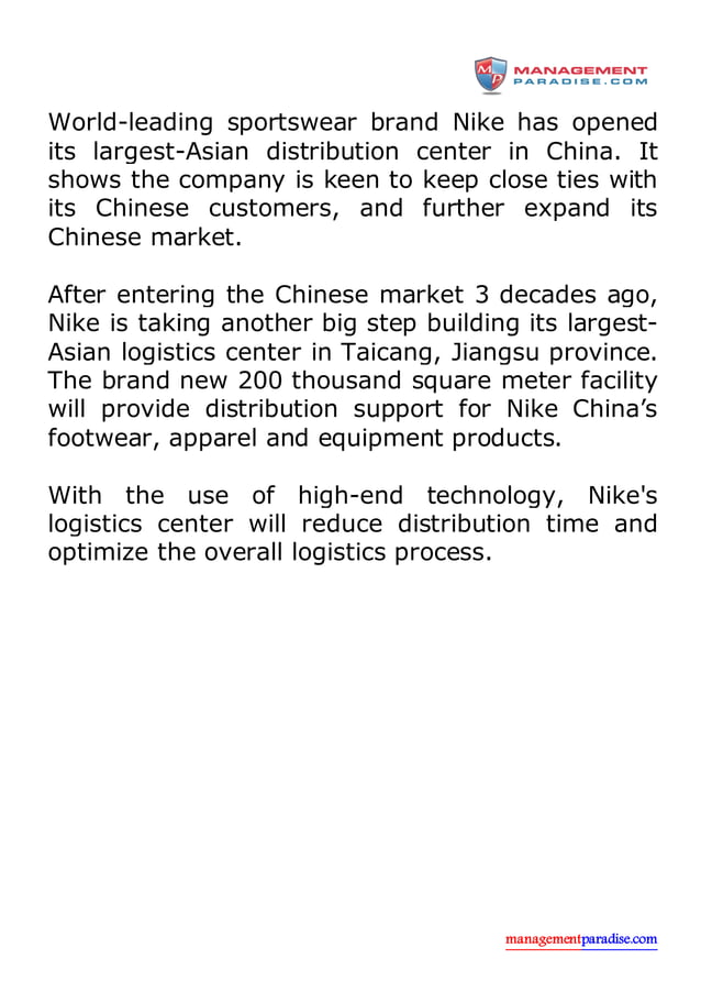 Organization strategy of distribution nike | PDF