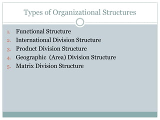 Organization structure in international business | PPTX