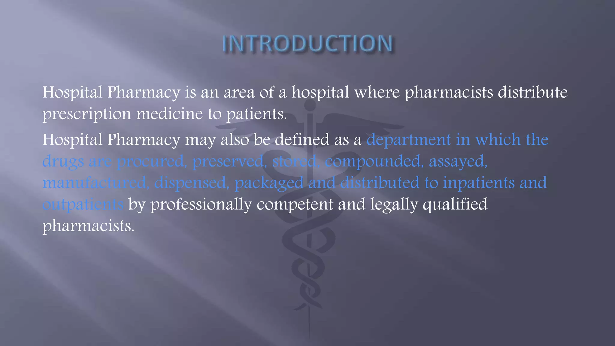 Organization structure of hospital pharmacy | PPTX