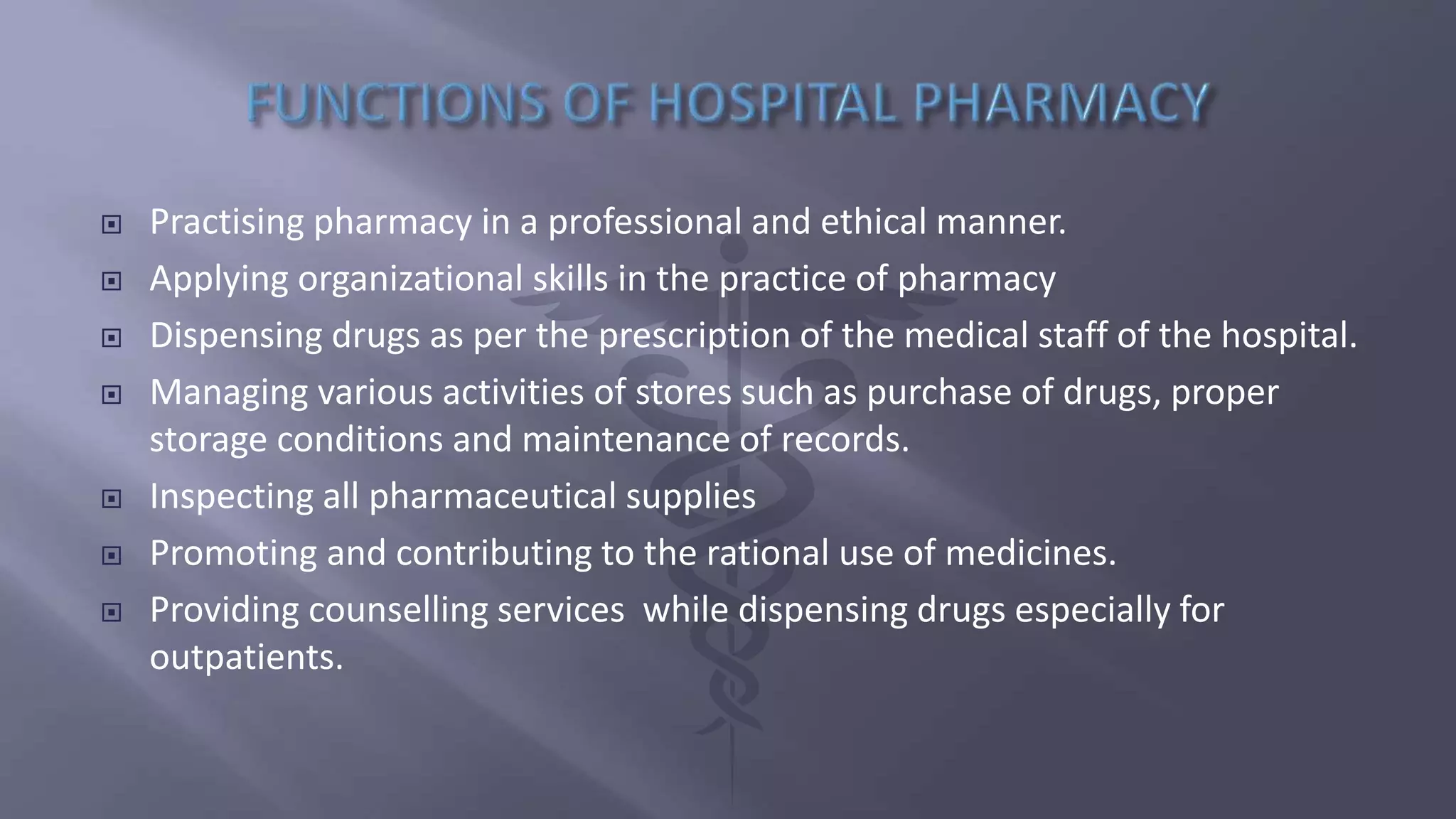Organization structure of hospital pharmacy | PPTX