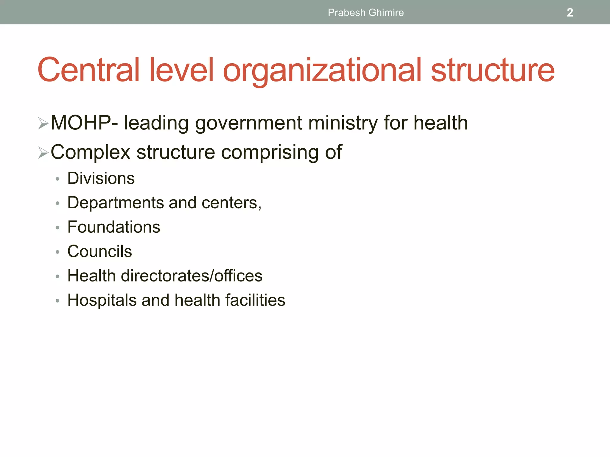 Organogram/ Organization Structure of Nepalese Health System (Updated ...