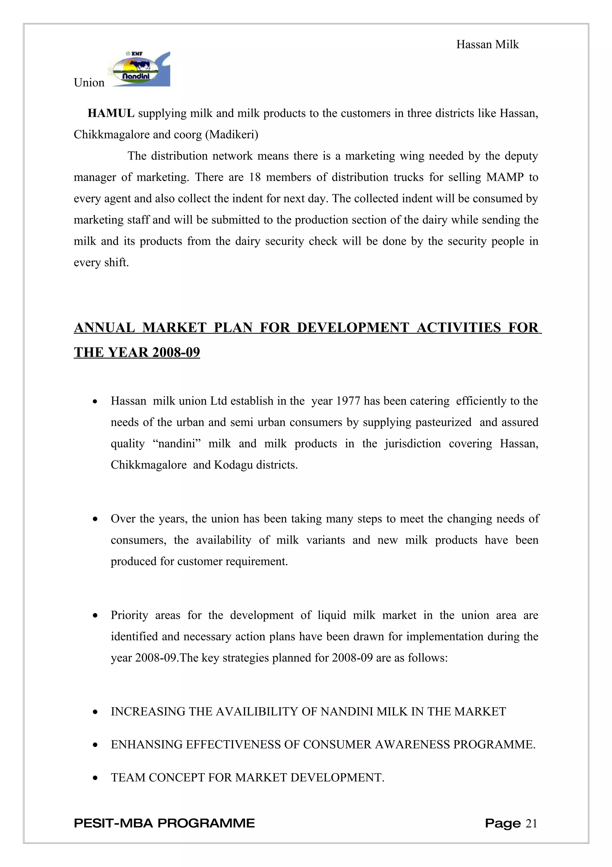 Organization study in kmf, hassan | DOC