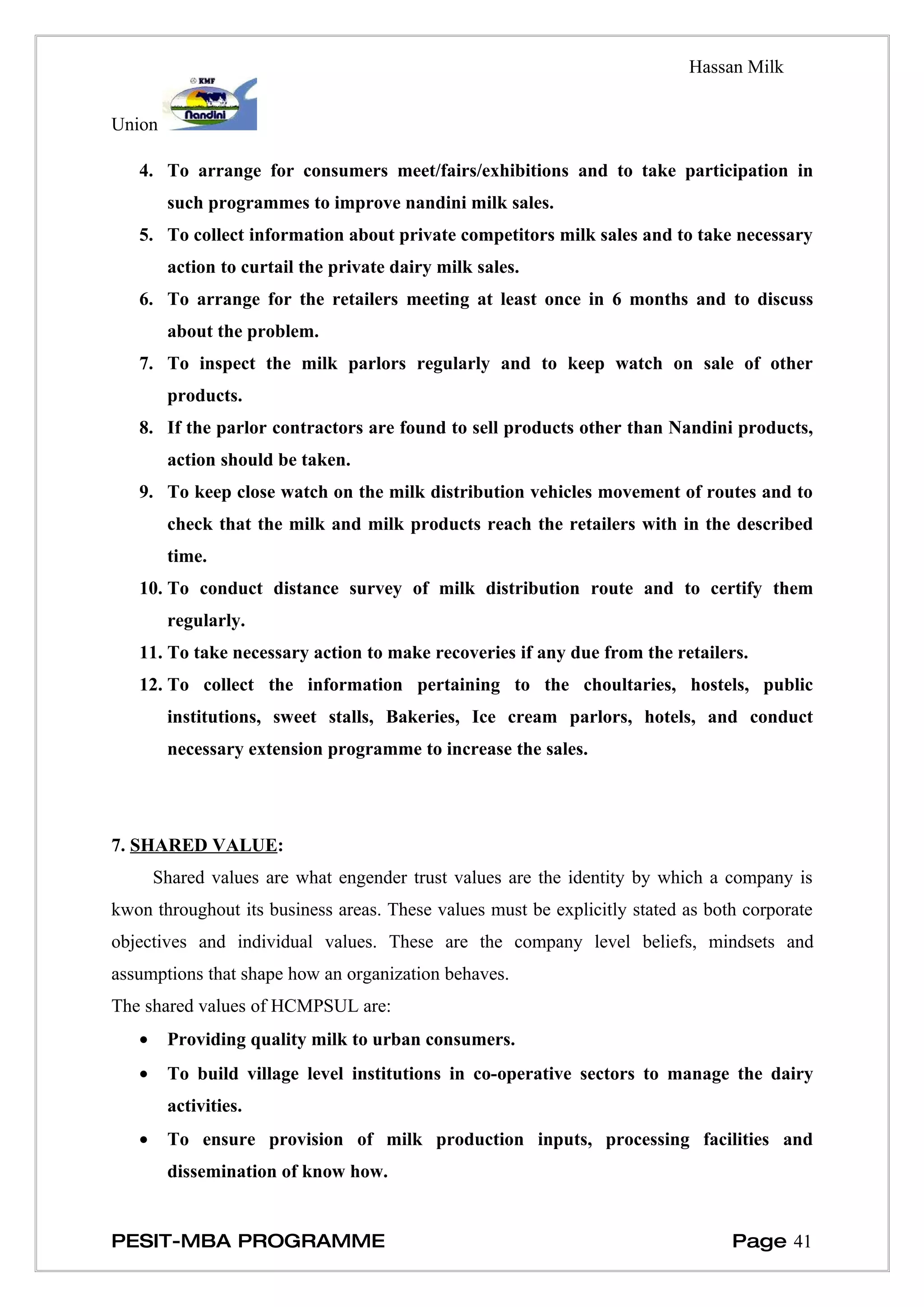 Organization study in kmf, hassan | DOC