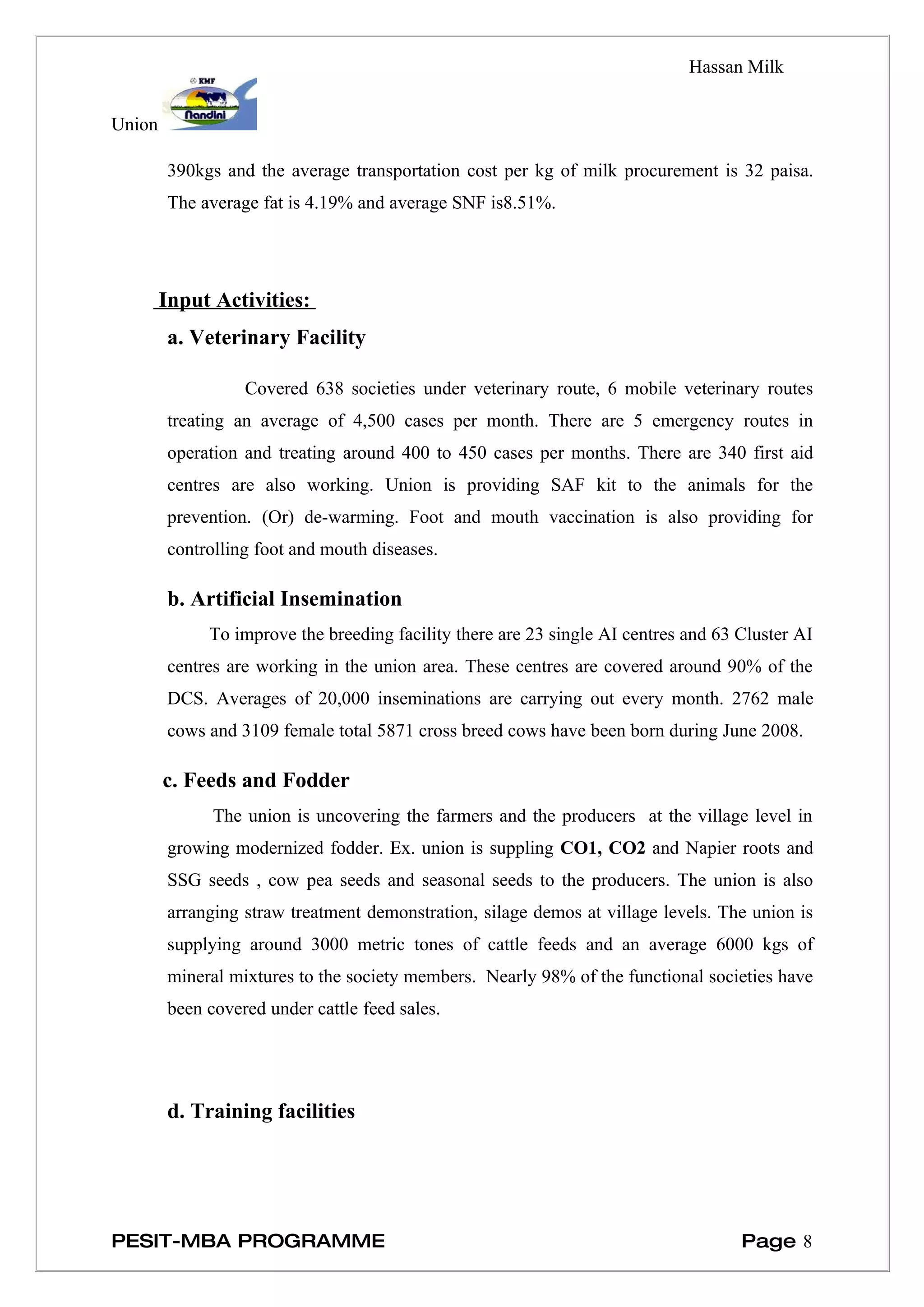 Organization study in kmf, hassan | DOC