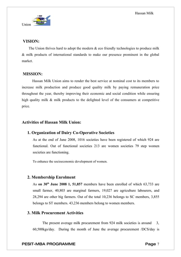 Organization study in kmf, hassan | DOC | Agriculture | Industries