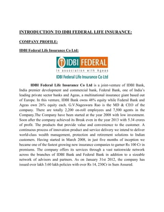 Organization study of idbi federal | DOCX