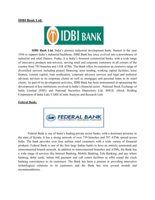Organization study of idbi federal | PDF