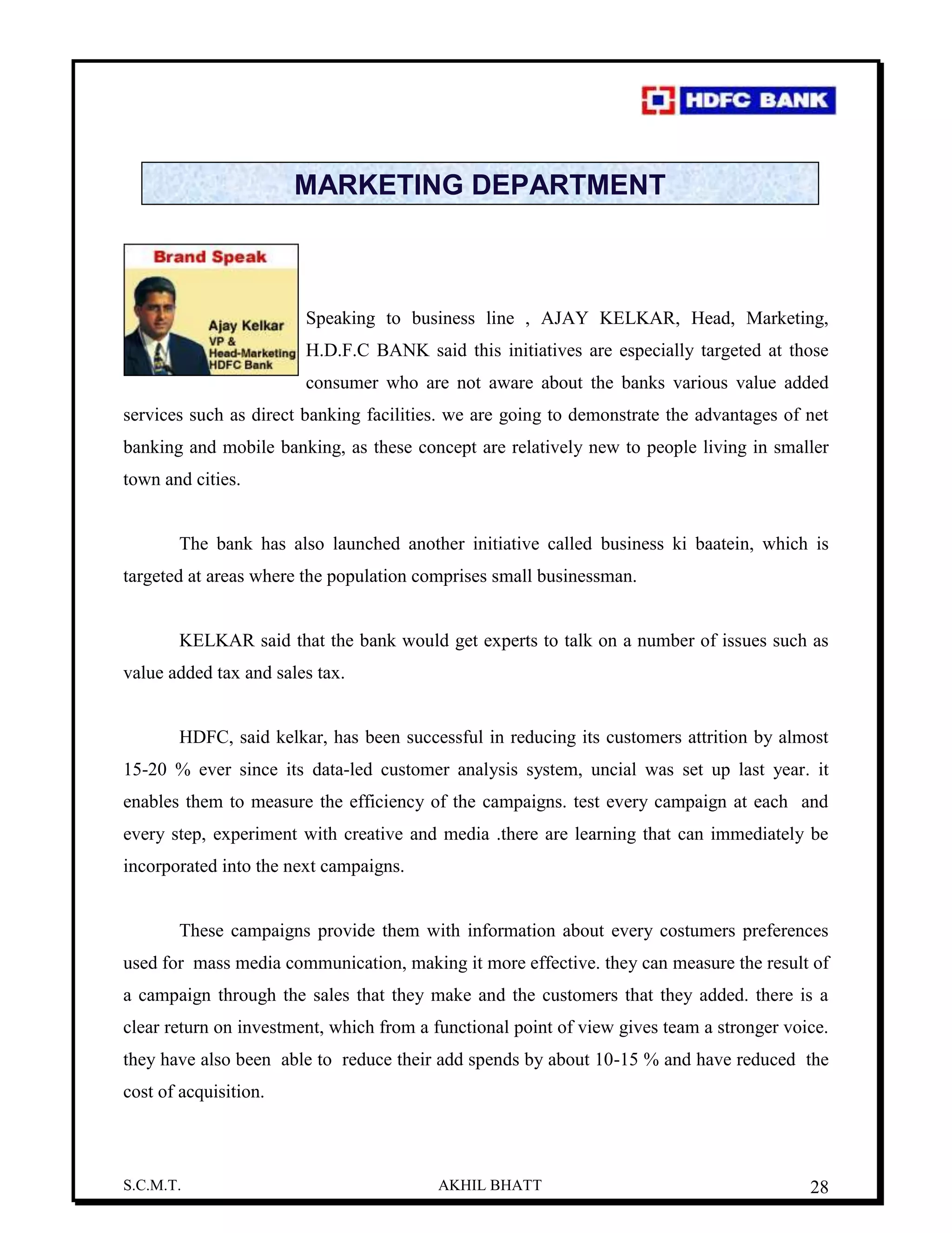 Organization study on hdfc bank | PDF