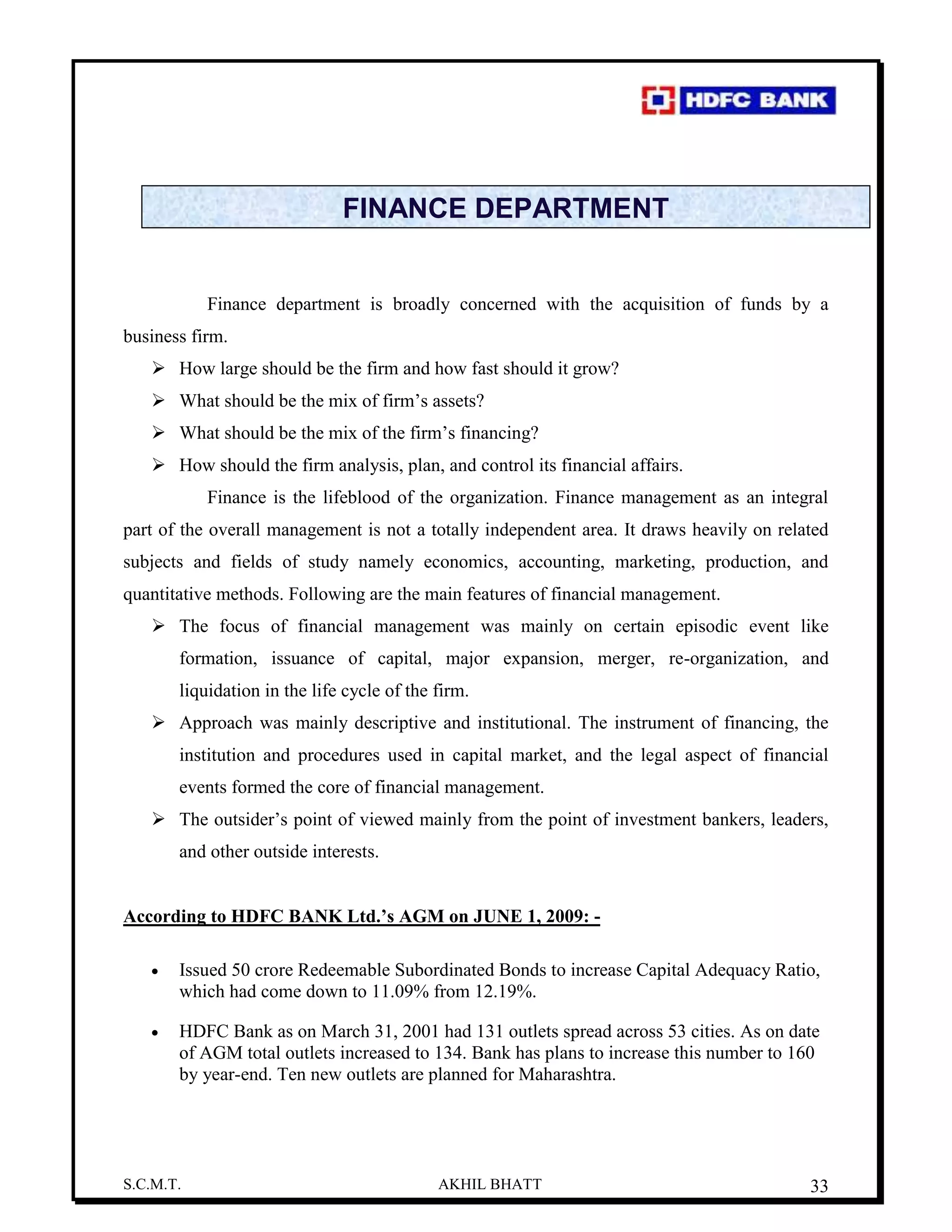 Organization study on hdfc bank | PDF