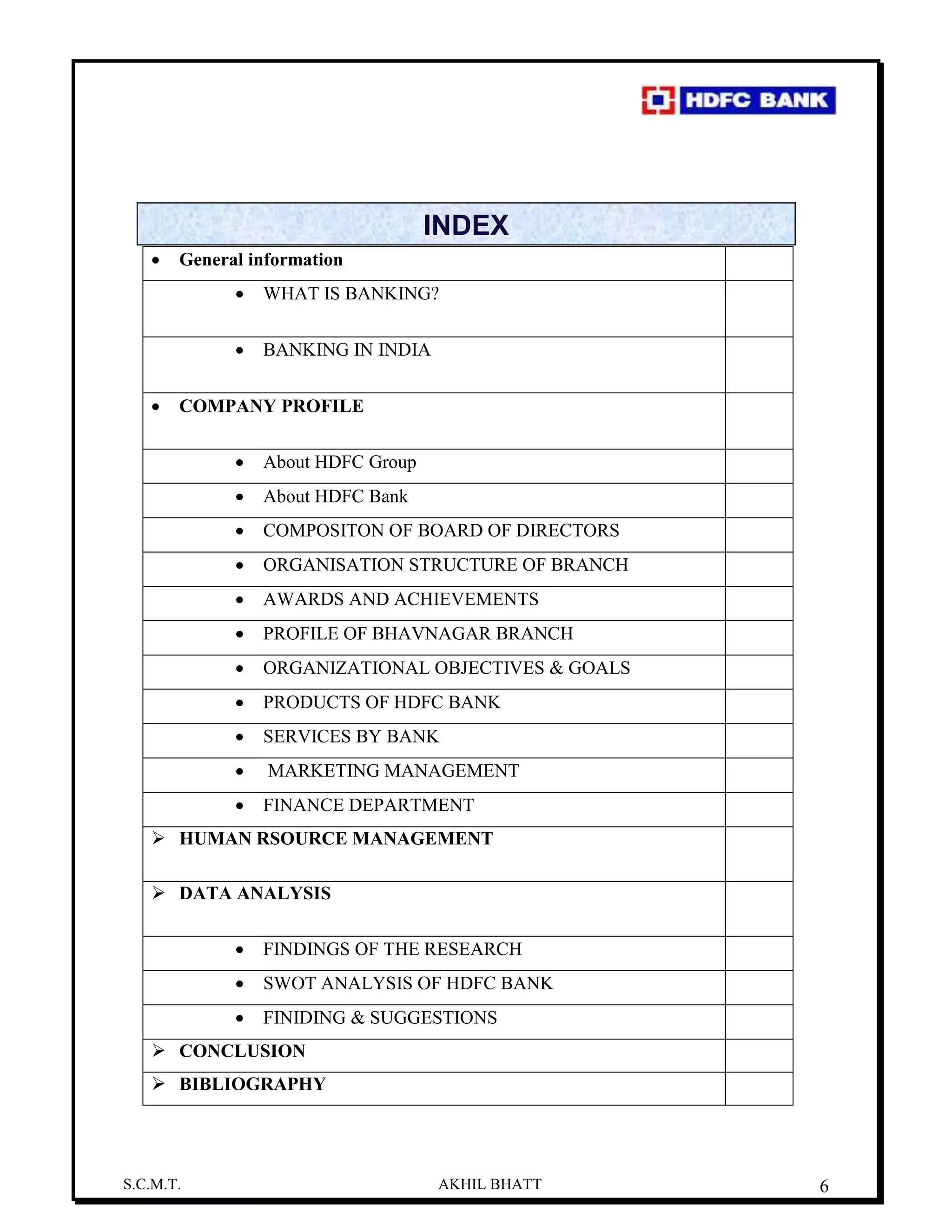 Organization study on hdfc bank | PDF