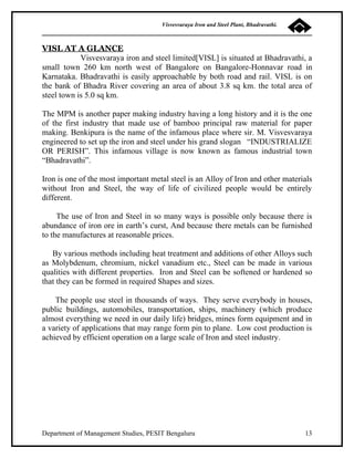 Organization study on visp, bhadravathi | DOC